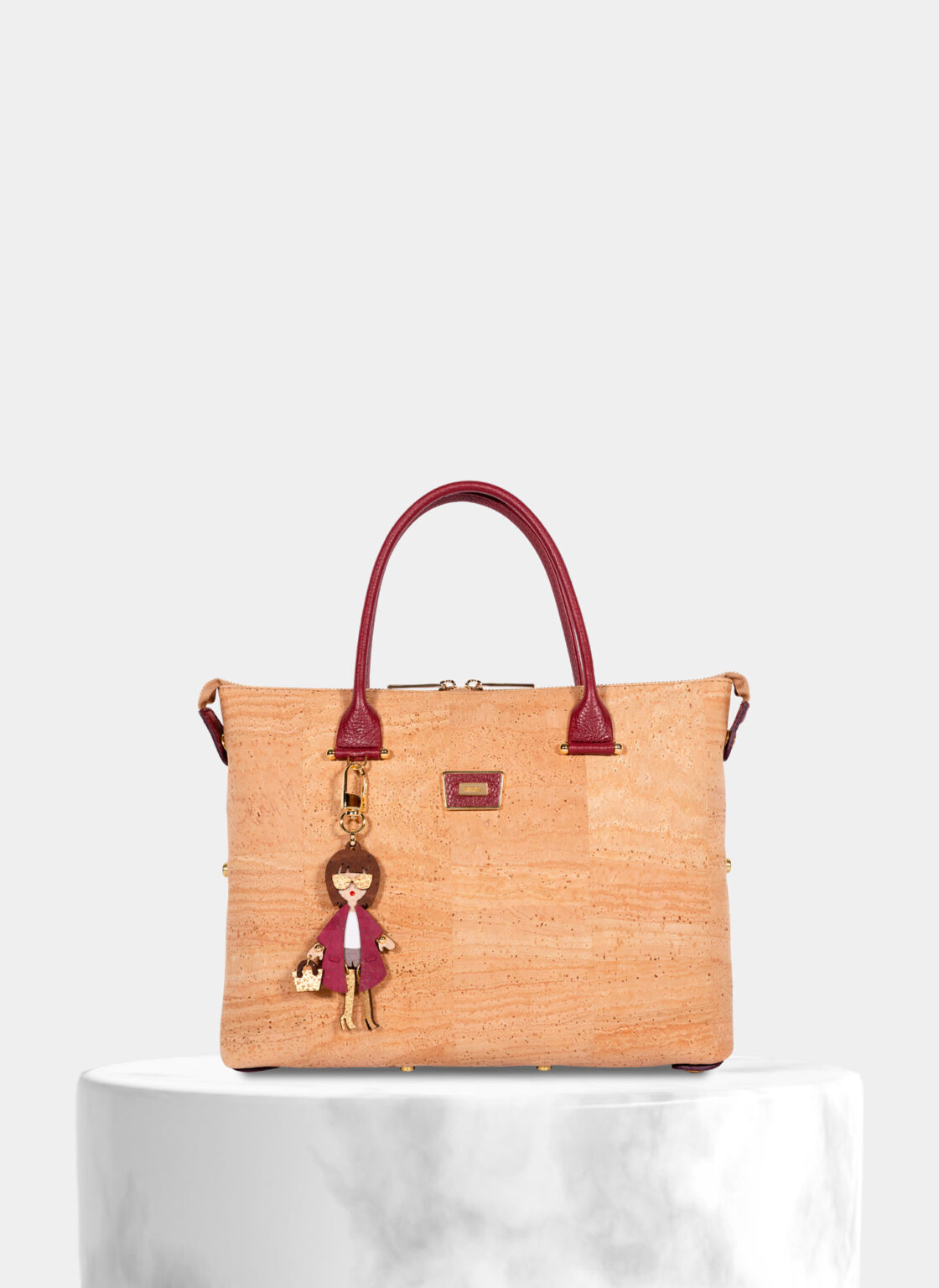 Shop now Mini Cork Handbag 3in1 Natural and Bordeaux | Fast Shipping ...